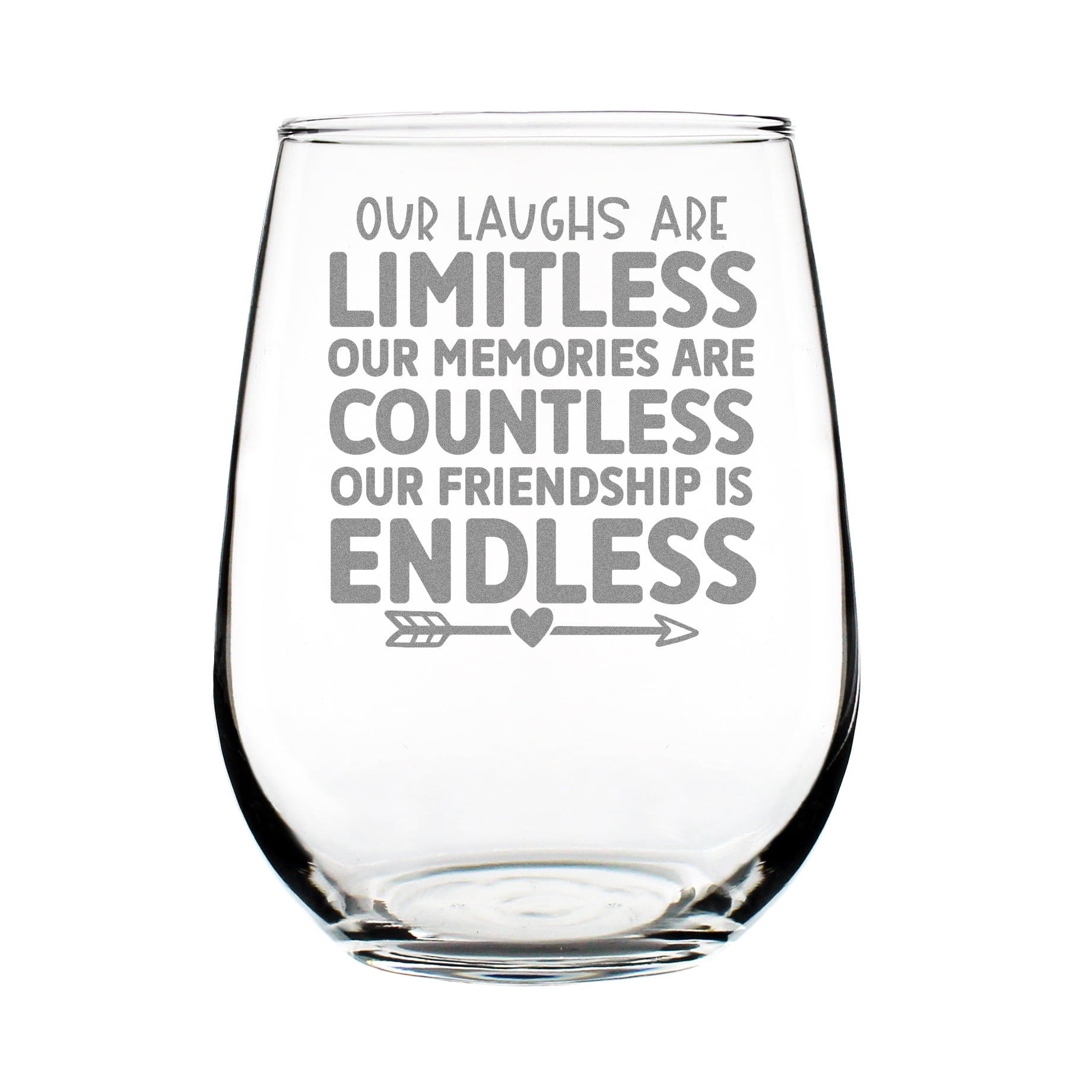 Our Laughs Are Limitless Quote Wine Glass, Hand Engraved Stemless ...