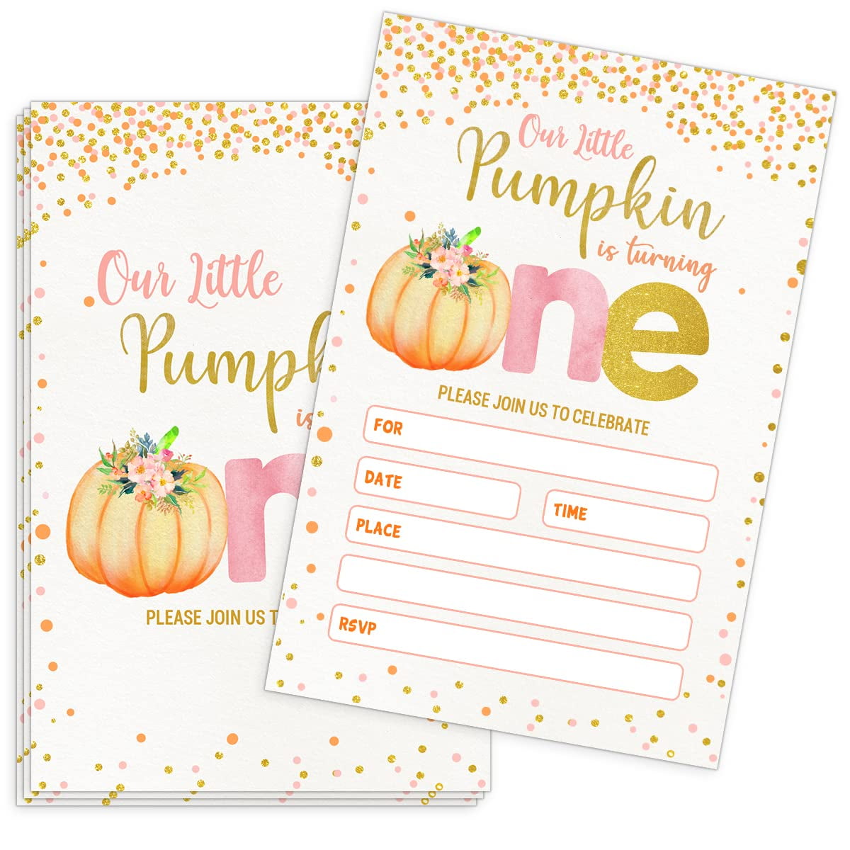 Our Little Pumpkin 1st Birthday Invitations - 20 Fill-in Cards ...