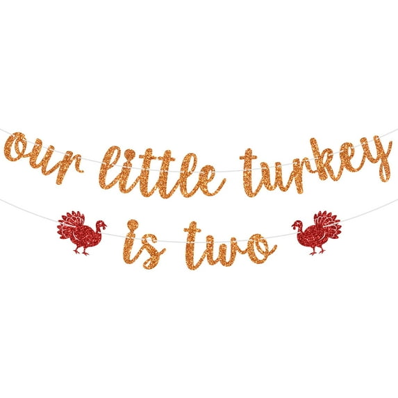 Our Little Turkey is Two Banner, Fall Second Birthday Sign, Autumn ...
