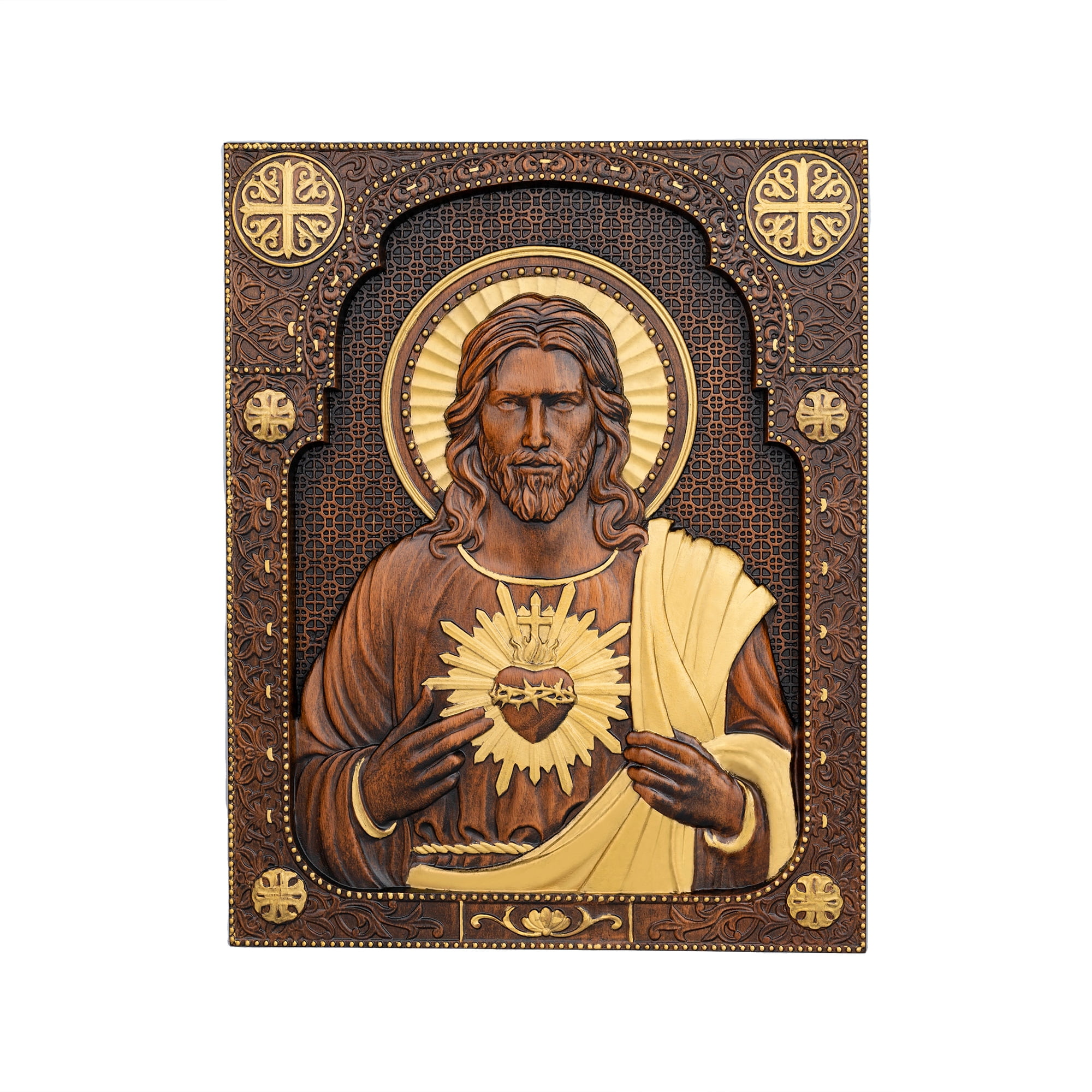 Our Lord Sacred Heart of Jesus Wood Carving Wall Art Decor Plaque ...