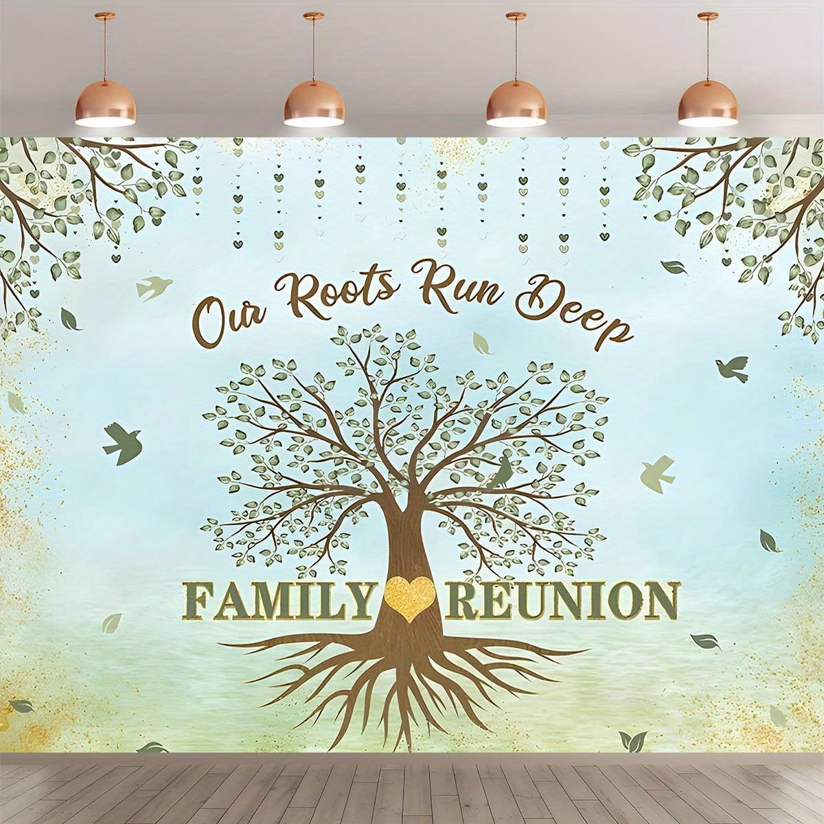 "Our Roots Run Deep" Family Reunion Backdrop Banner - Heartwarming Tree ...