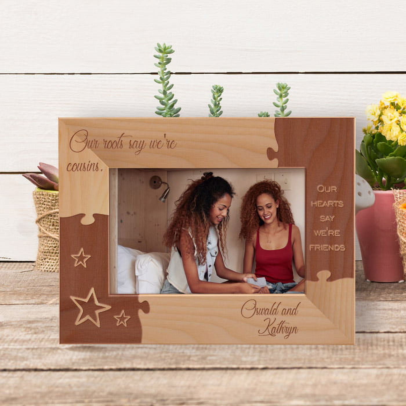 Our Roots Say We're Cousins Personalized Wooden Frame-6" x 4" Brown ...