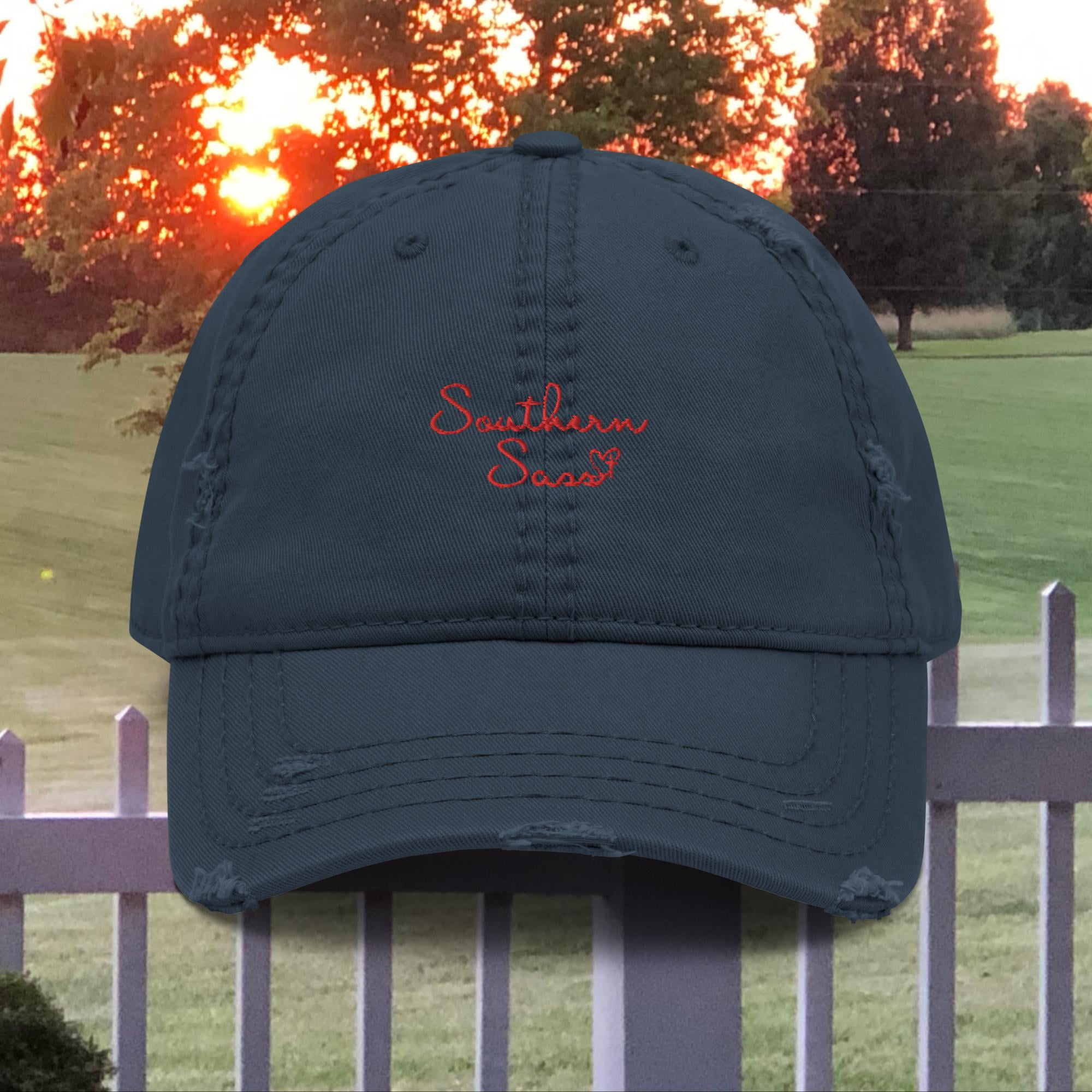 Our Southern Sass Collection ©- Embroidered Distressed Mom Hat ...