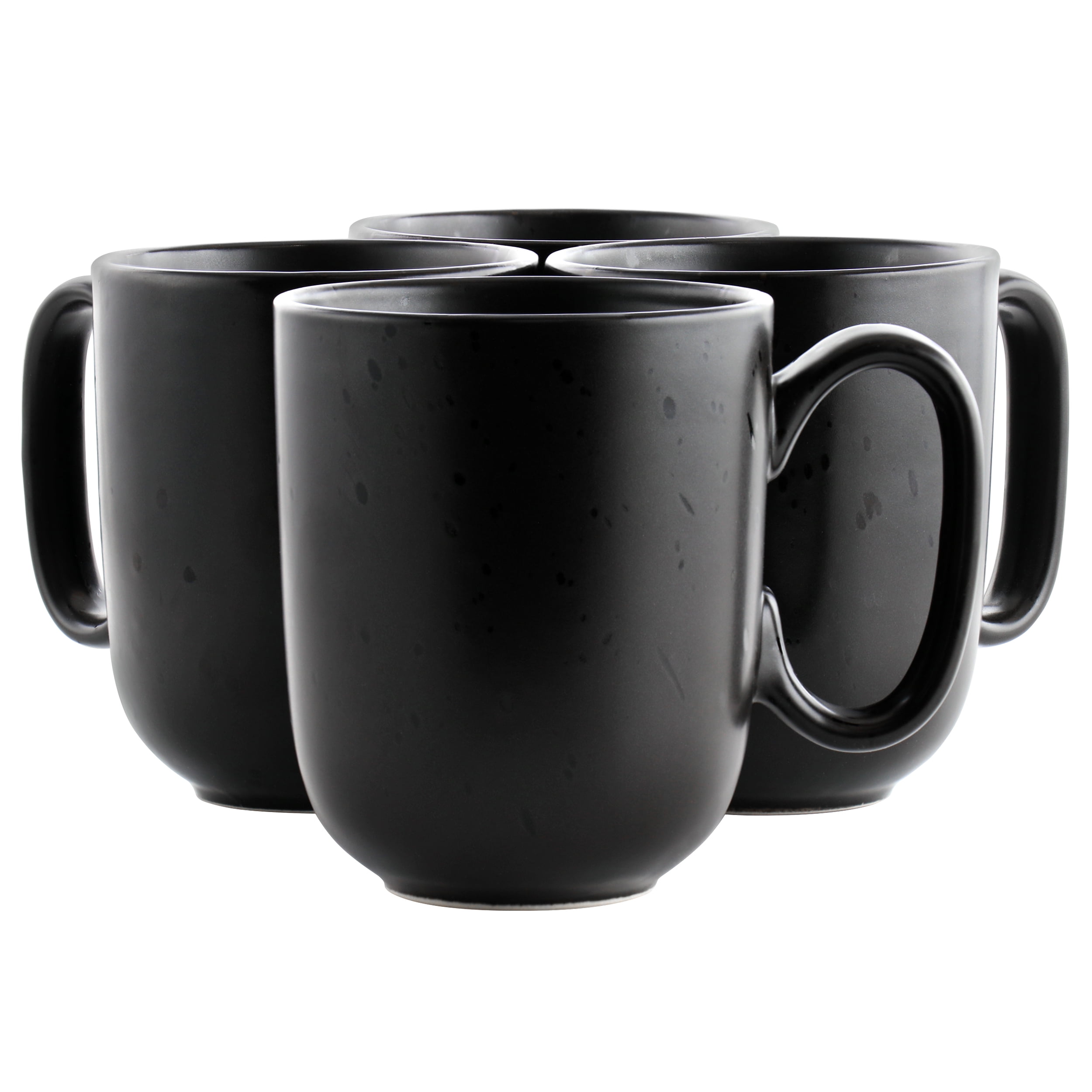 Our Table Landon 4 Piece 15 Ounce Round Stoneware Mug Set in Pepper ...