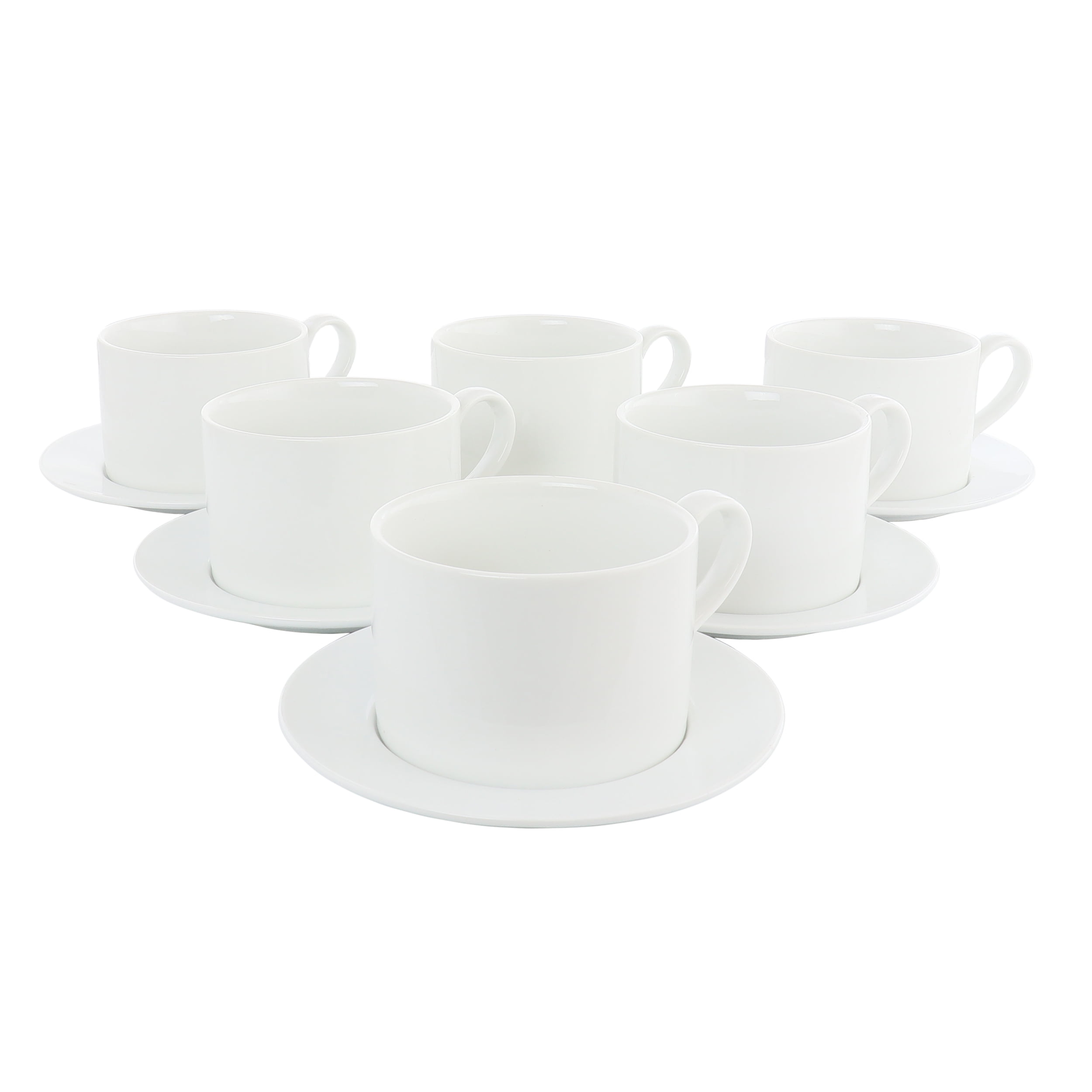 Our Table Simply White 6 Piece 3.75 Inch Porcelain Cups With Saucers ...