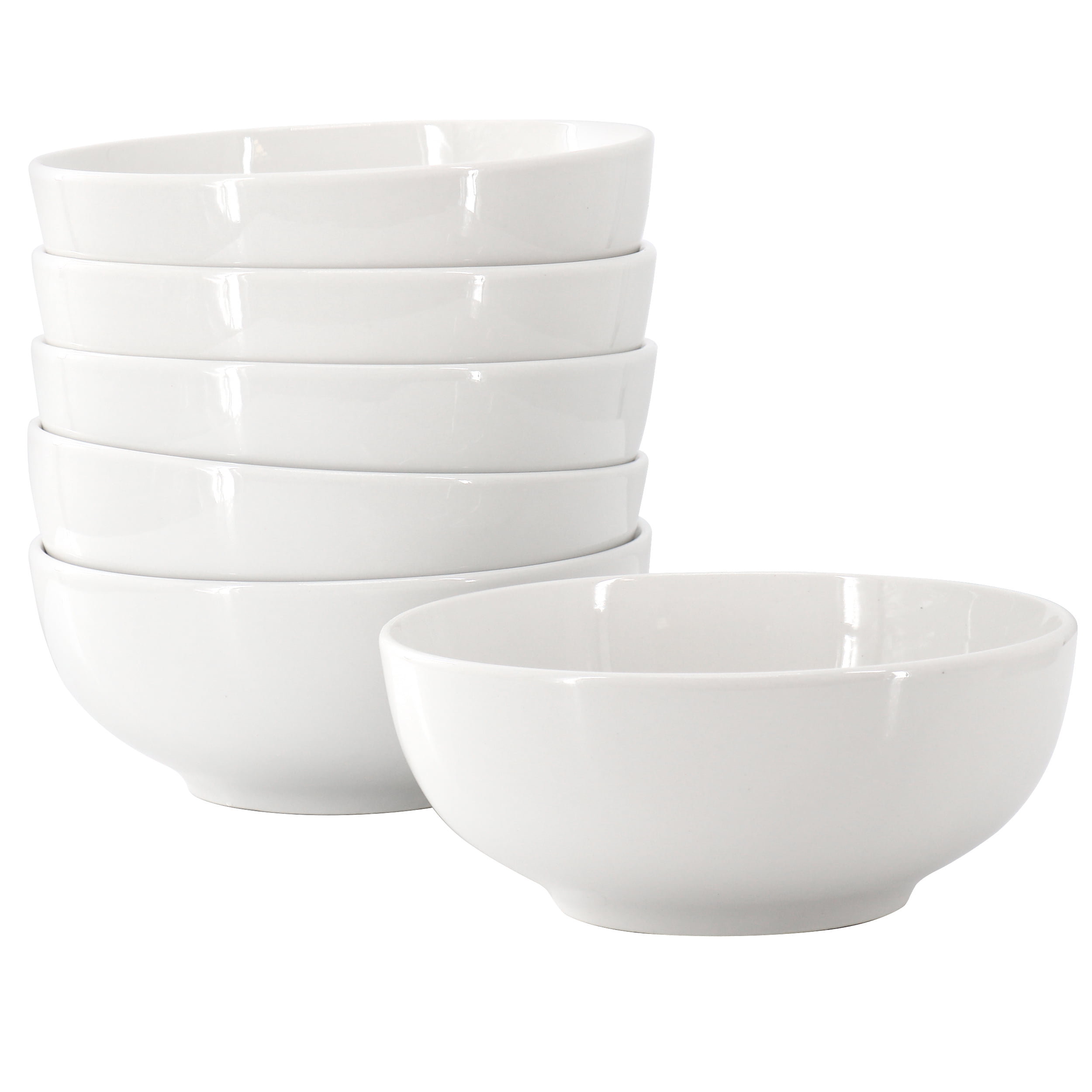 Our Table Simply White 6 Piece 6 Inch Round Porcelain Coupe Bowl Set in ...