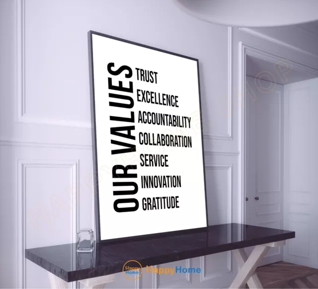 Our Values Wall Art Bussiness Core Values Office Decor Entrepreneur ...