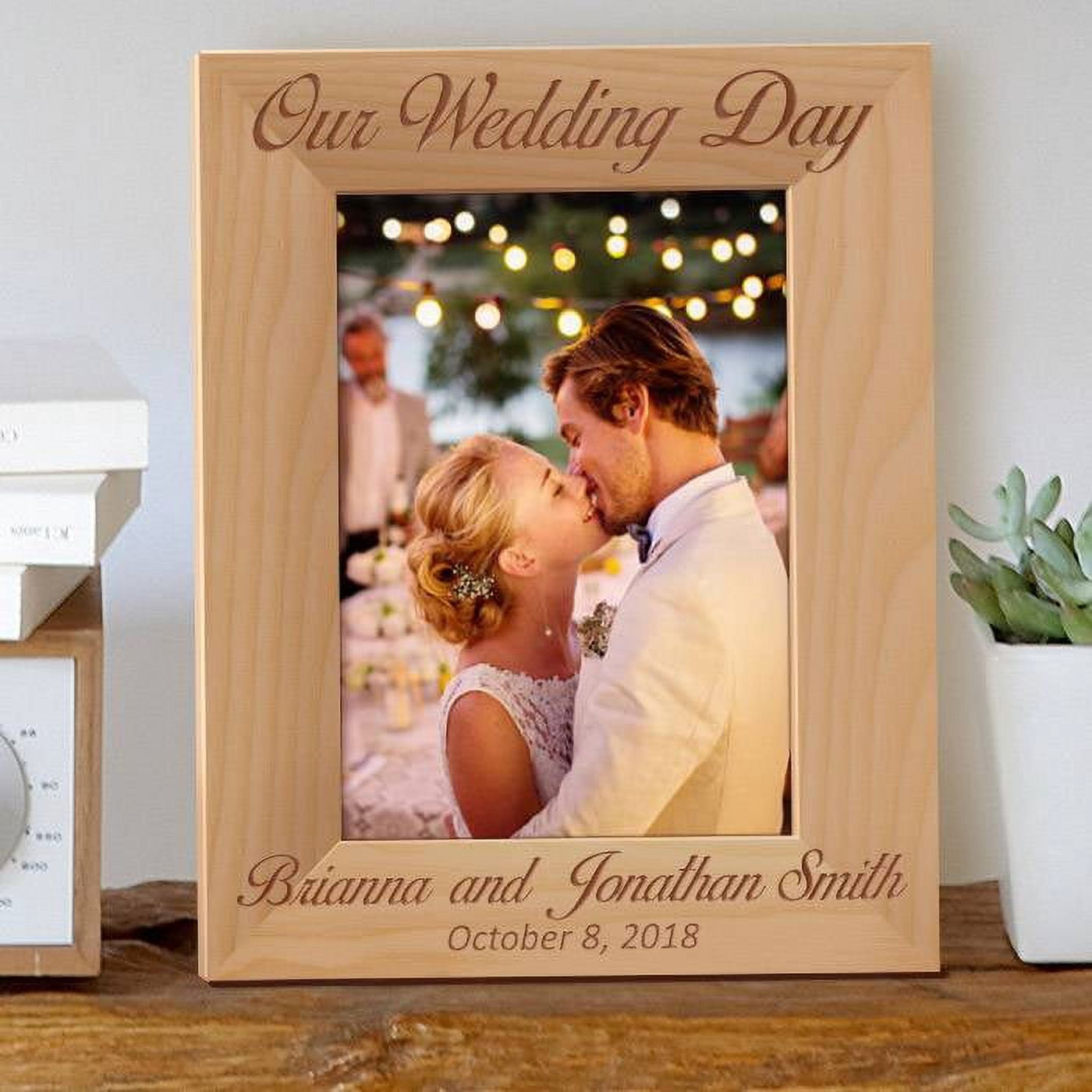 Our Wedding Day Personalized Wooden Picture Frame 8" x 10" Brown ...