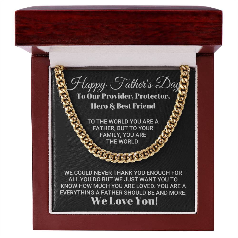 Our World Father's Day Necklace, Cuban Link Chain, Stainless Steel or ...