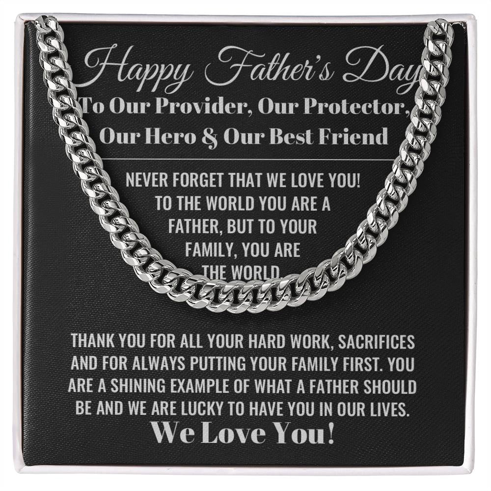 Our World Father's Day Necklace, Cuban Link Chain - Stainless Steel ...