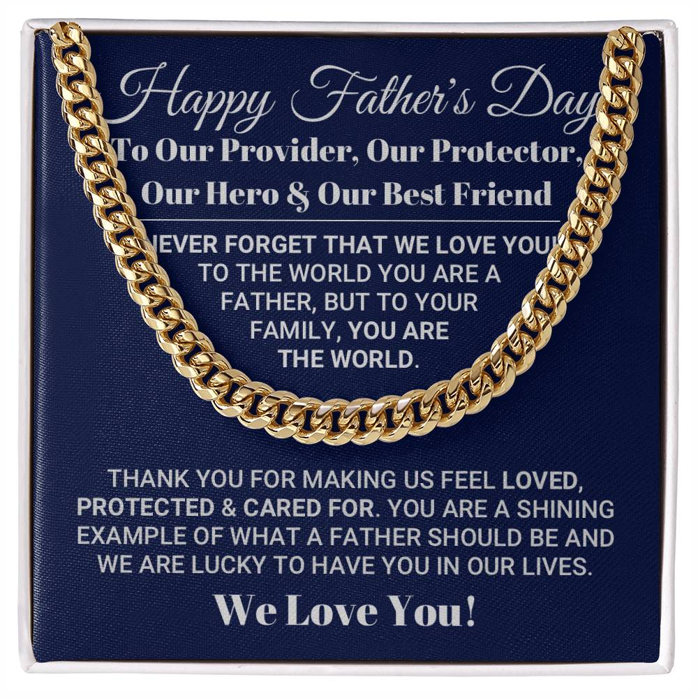 Our World Father's Day Necklace, Cuban Link Chain - Stainless Steel ...