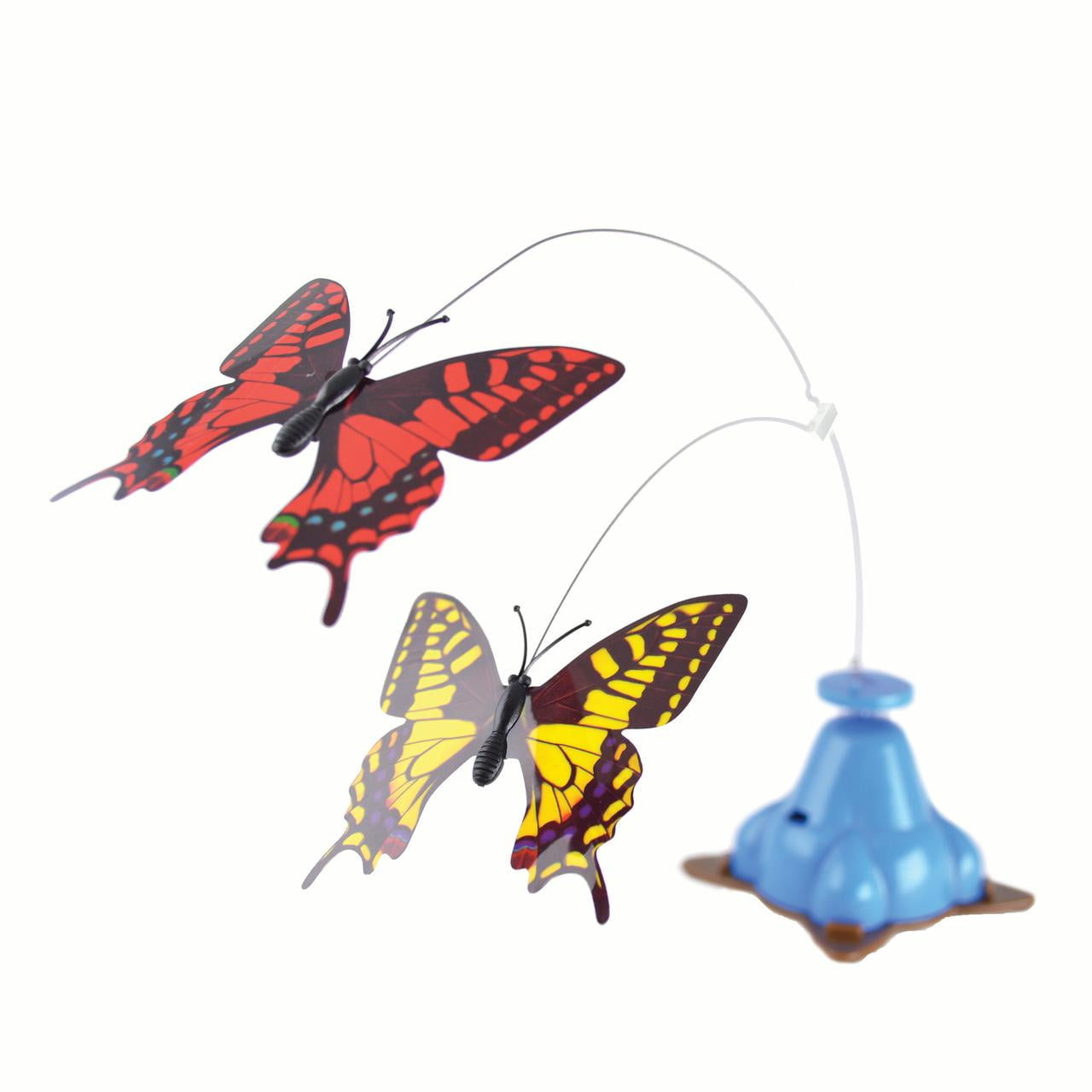 OurPets Whirling Wiggler Butterfly Spinner Cat Toy, Red and Yellow ...