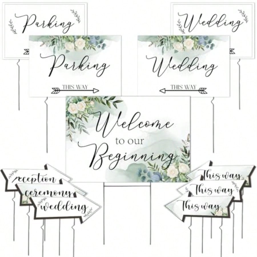 OurWarm 11 Pcs Wedding Direction Signs with Stakes Wedding Welcome ...