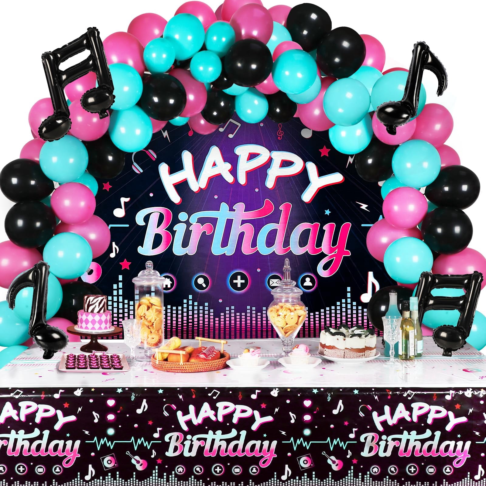 OurWarm 130 Pcs Tik Tok Birthday Party Decorations, Happy Birthday ...