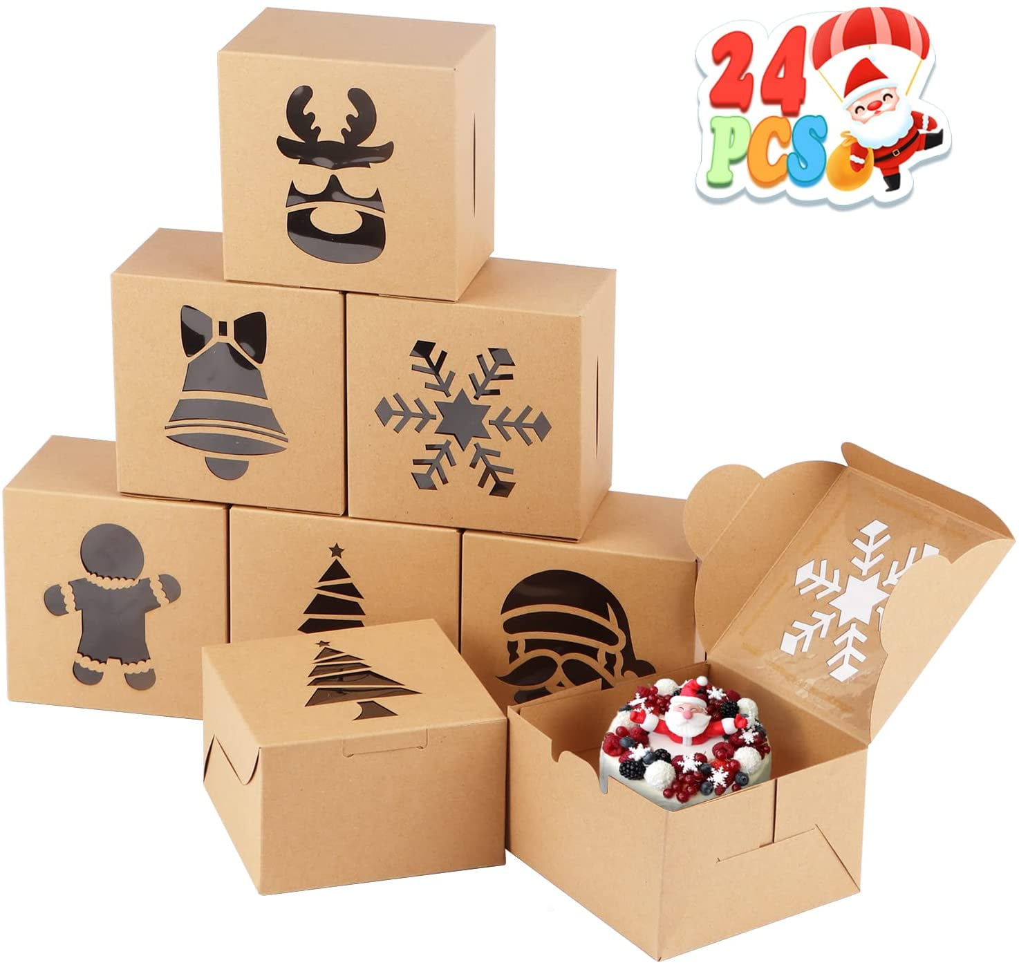 OurWarm 24 PCS Christmas Cookie Boxes for Gift Giving, Small Cookie ...