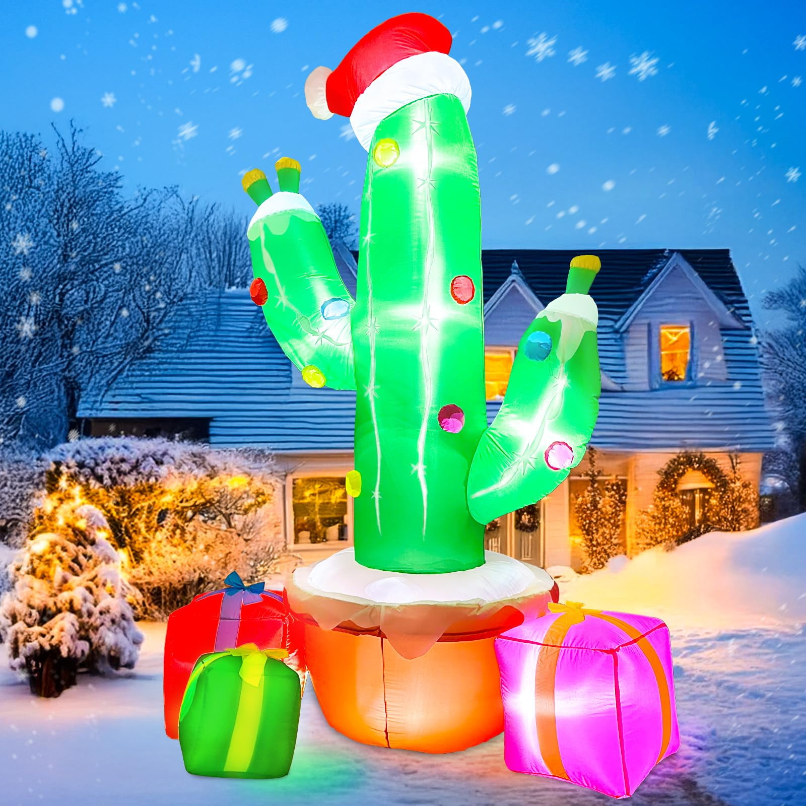 OurWarm 8FT Cactus Christmas OIF8 Tree Inflatable, Christmas ...