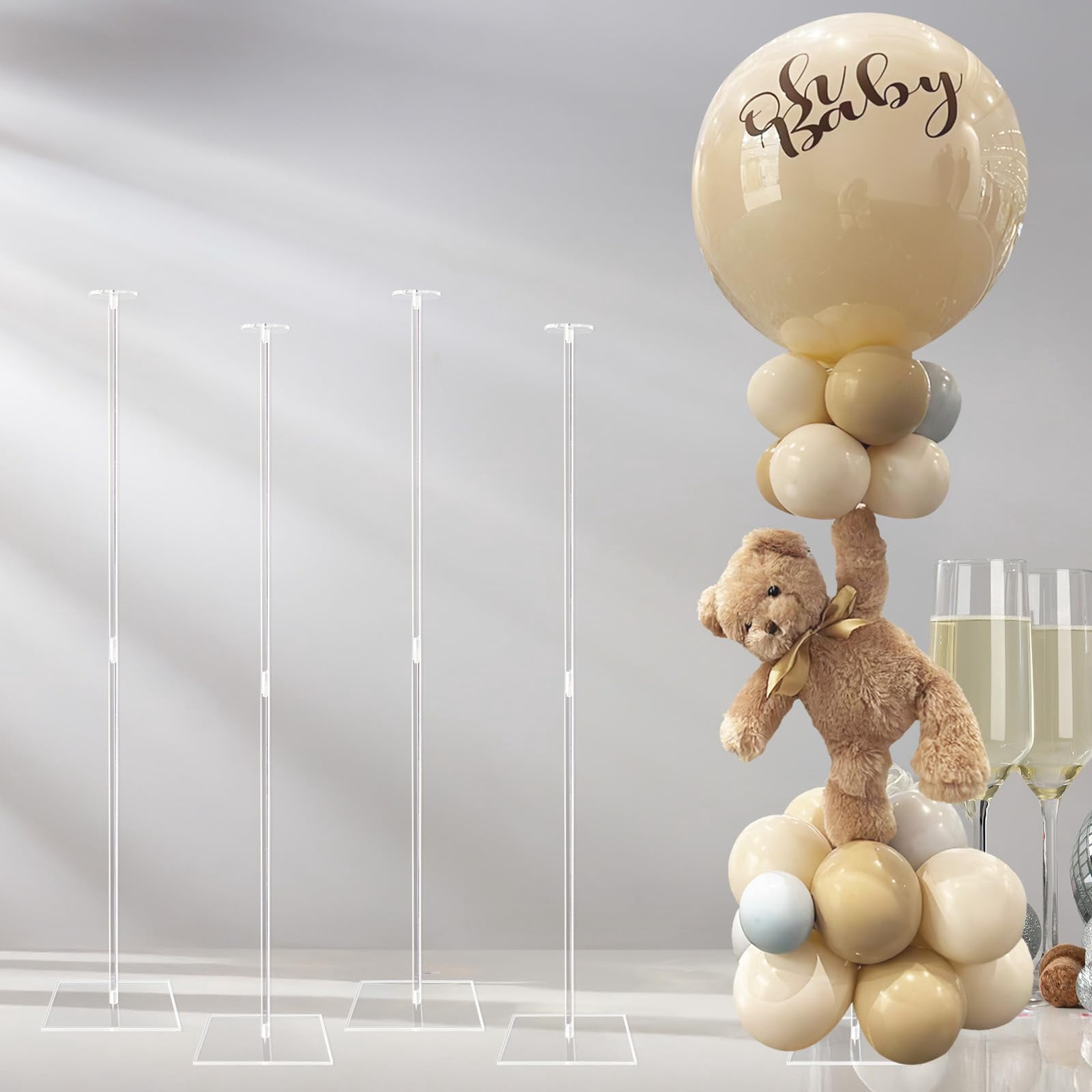 OurWarm Clear Acrylic Balloon Stand kit, 31.5 Inch Balloon Sticks with ...