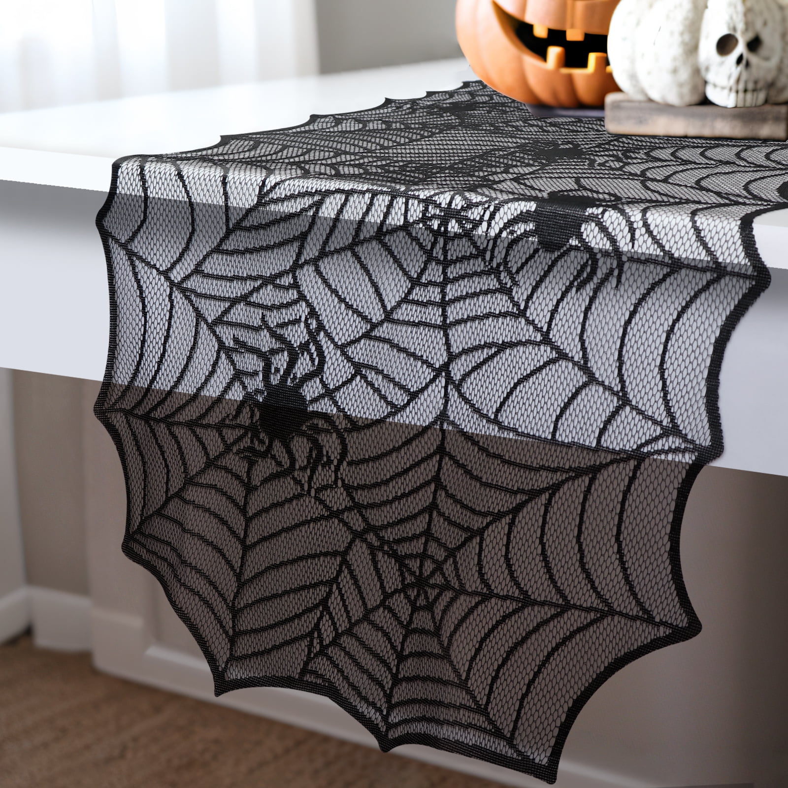 OurWarm Indoor Decor Cloth, Halloween Spider Web Table Runner, Kitchen ...