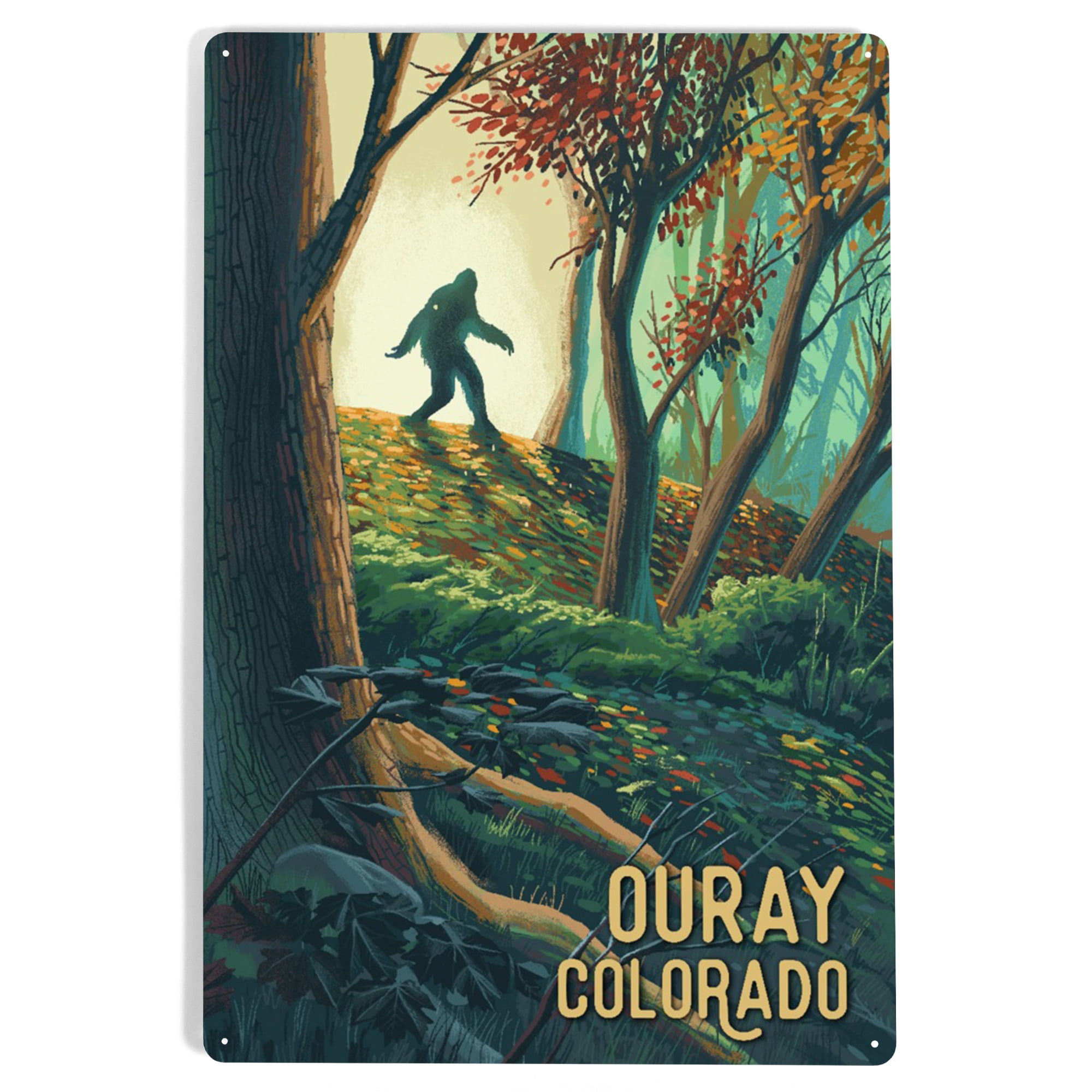 Ouray, Colorado, Wanderer, Bigfoot in Forest (12x18 Aluminum Art ...