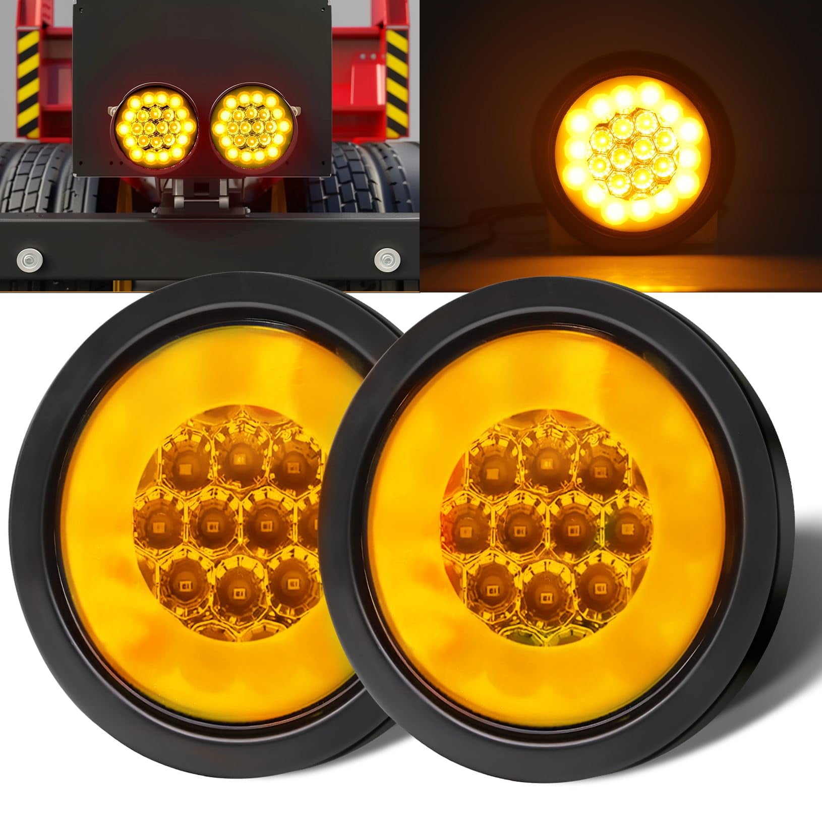 Ourbest 4 Inch Round RRF12 Led Trailer Tail Lights Kit, 24led Trailer ...