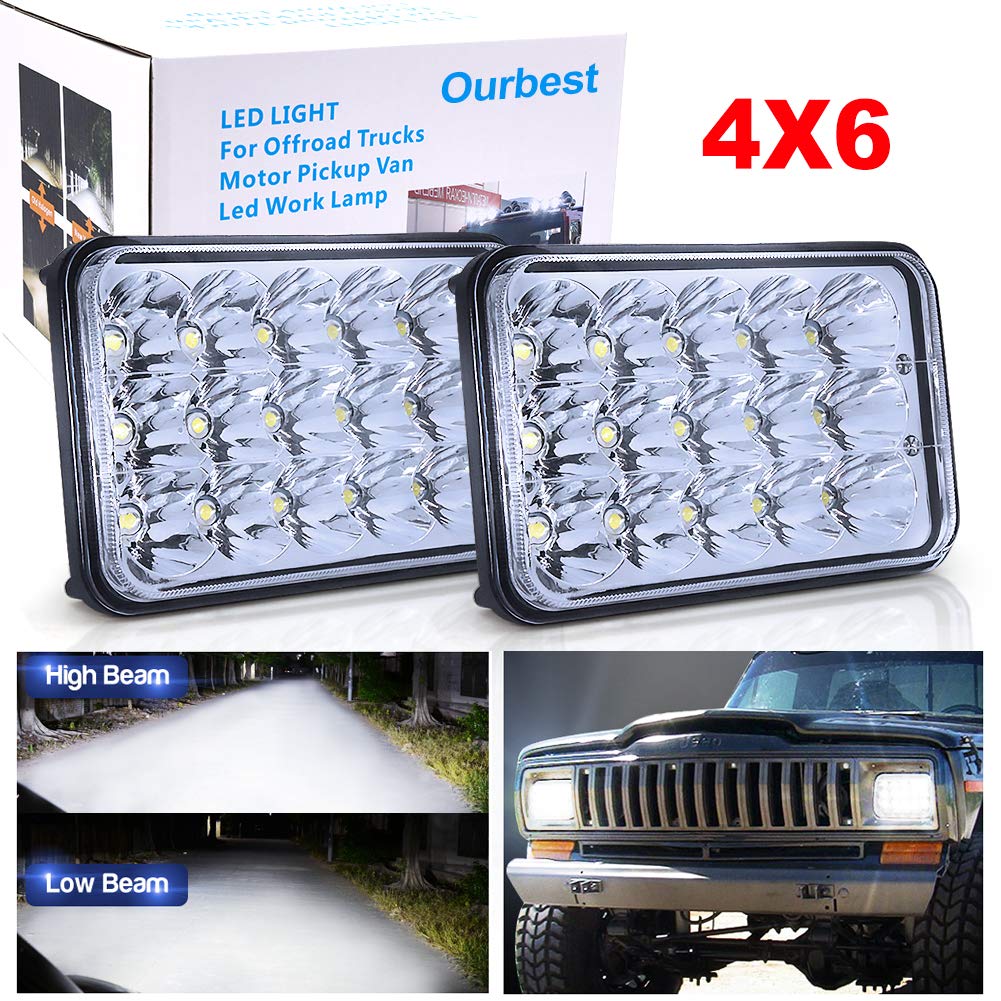 Ourbest High/Low Sealed Beam OIF8 4x6 inch Led Lights, H4666 ...