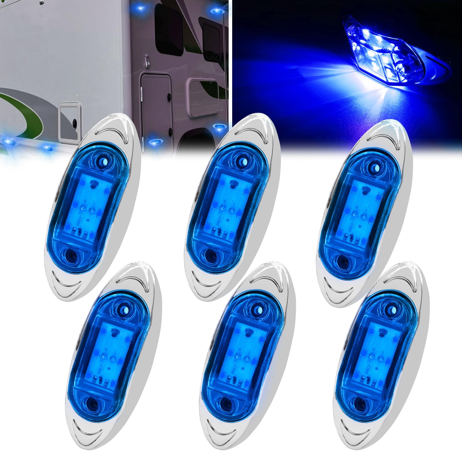 Ourbest LED Trailer Marker Lights 6Pcs,3.8" Rhombus 6-LED Side Front ...