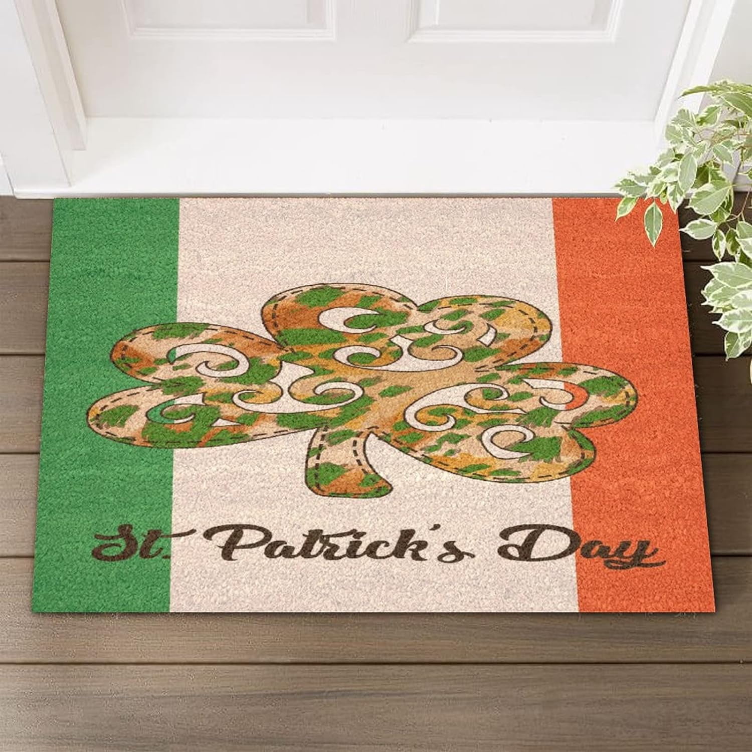 Ourdoor Mat Ireland Flag Irish Shamrock Clover Funny Entryway Rug ...