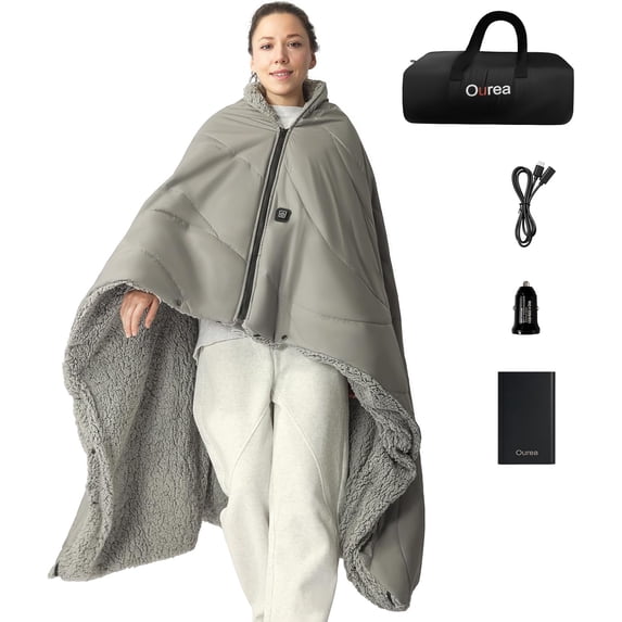 Ourea 12V Battery Operated Heated Blanket Cordless Electric Blanket ...