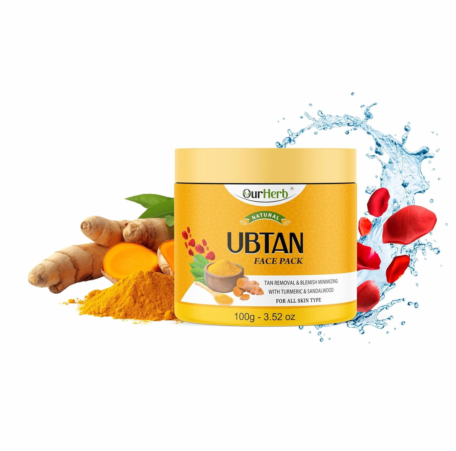 Ourherb Ubtan Face Pack For Glowing Skin, Even Skin Tone, Tan Removal ...