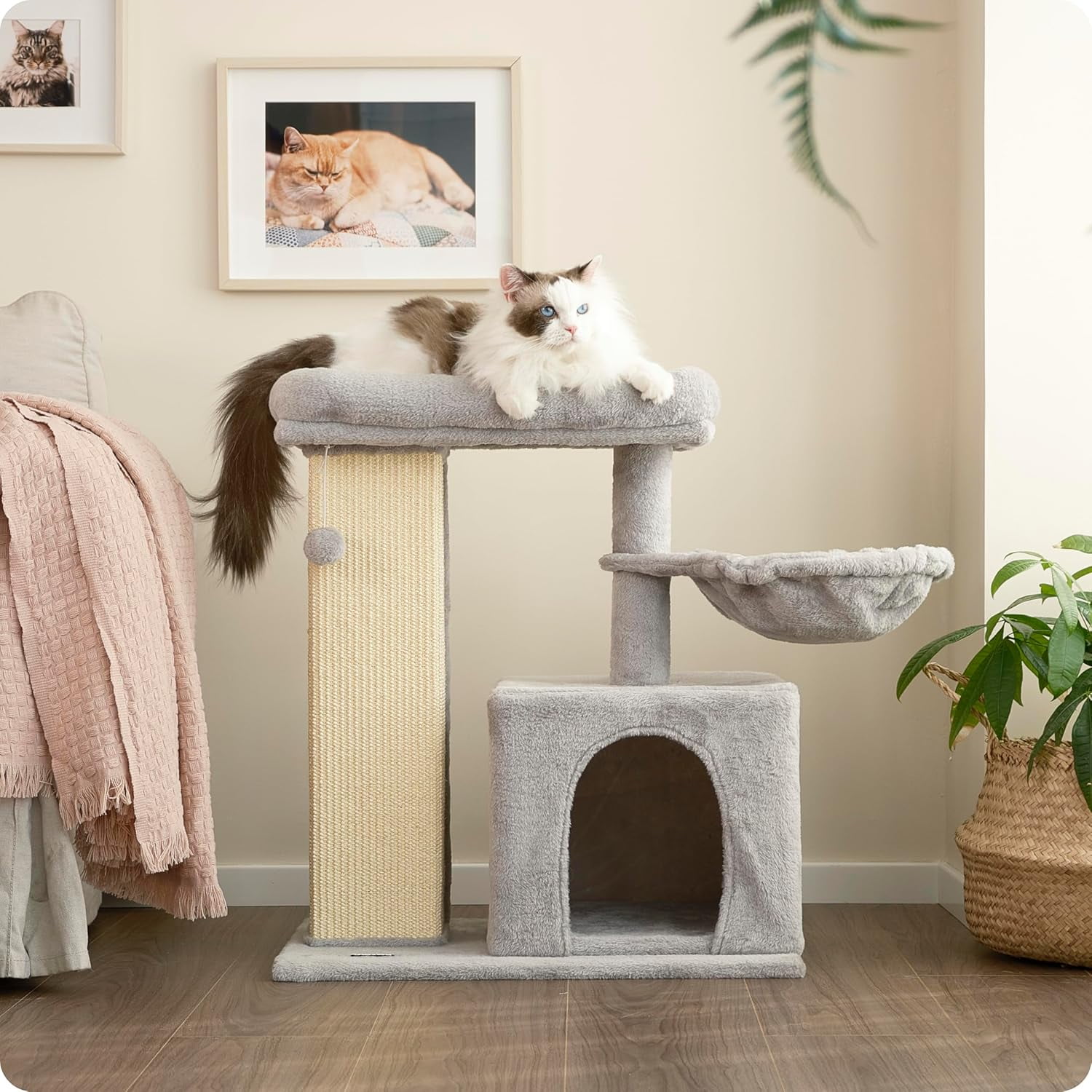 Ouritsu Cat Tree, 27 inch Cat Tower for Large Cat Indoor, Enlarged ...