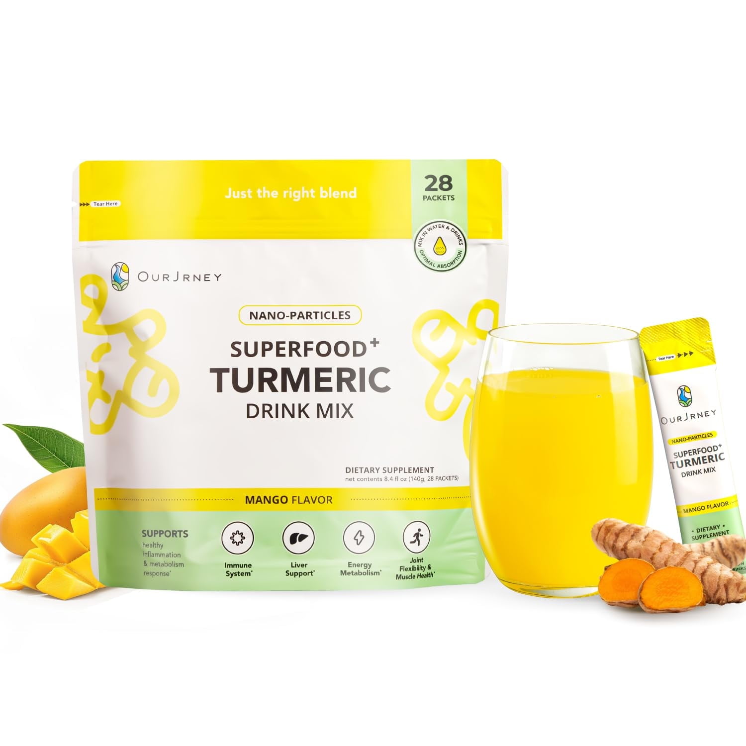 Ourjrney Nano Turmeric Curcumin Drink Powder, Golden Juice for Wellness ...