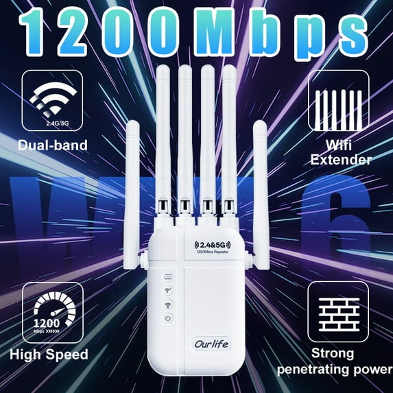 Ourlife 2.4G/5GHz WiFi Extender Wireless Dual Band WiFi Repeater ...