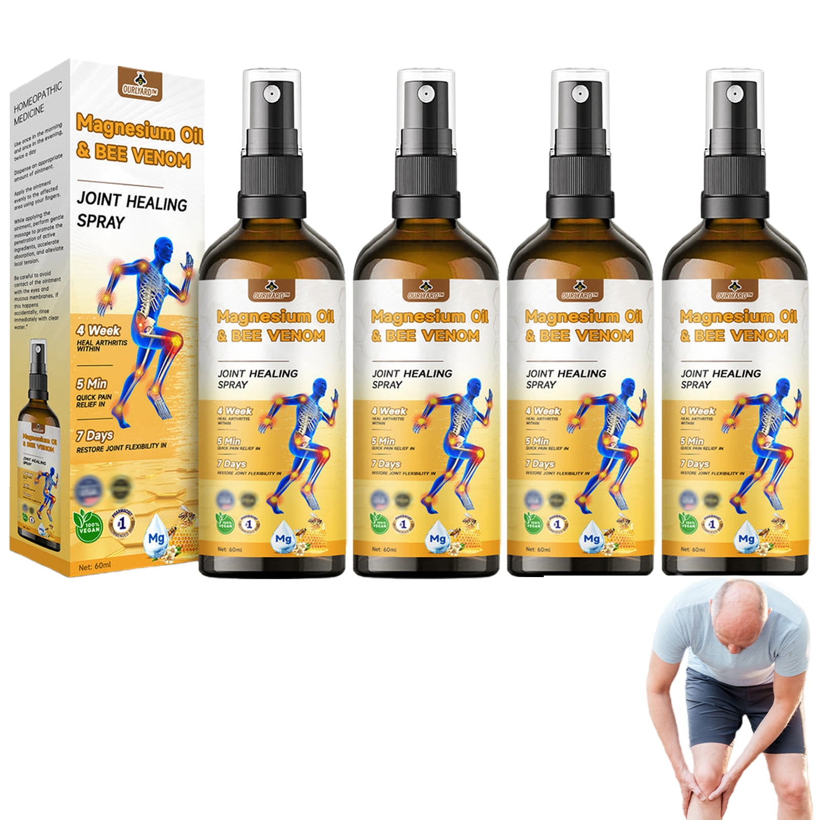 Ourlyard Magnesium Oil & Bee fluidsJoint Healing Spray, Magnesium Oil ...