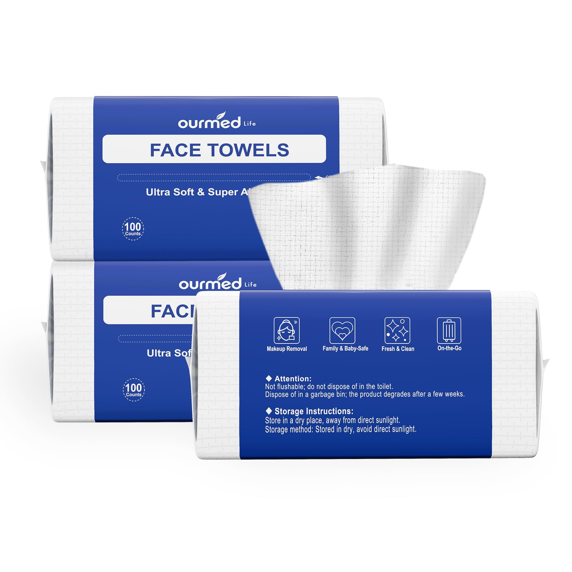 Ourmed Life Disposable Face SSF20 Towel, 300 Count - Biodegradable ...
