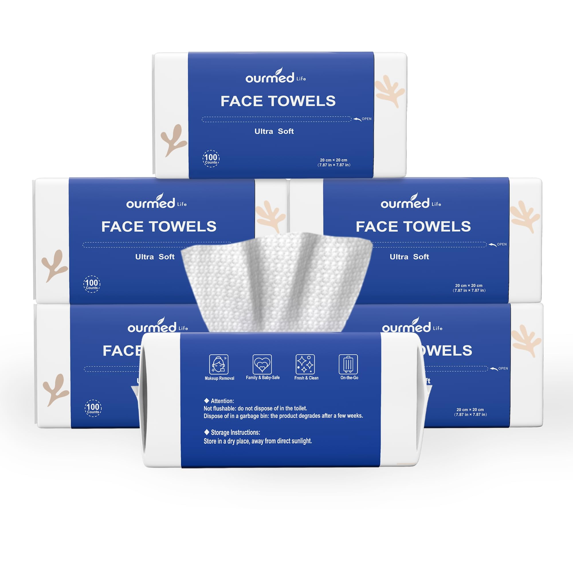 Ourmed Life Face Towels, SSF20 Disposable Biodegradable Clean Facial ...