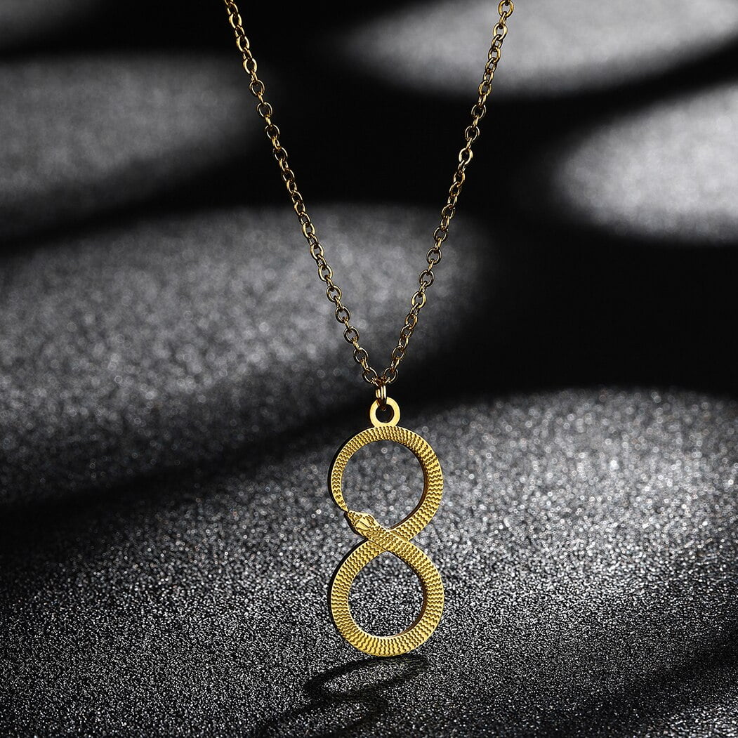 Ouroboros Snake Infinity Stainless Steel Pendant Mythology Necklace Men ...