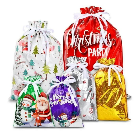 Ourshome 30pcs Christmas Drawstring Gift Bags Assorted Sizes, Holiday ...