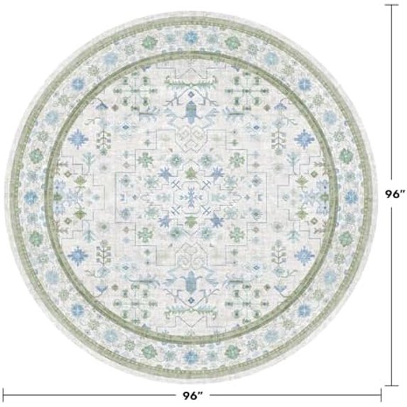 Oushak Large Round Rug for Living Room - 8ft Circle Area Rug for Kids ...