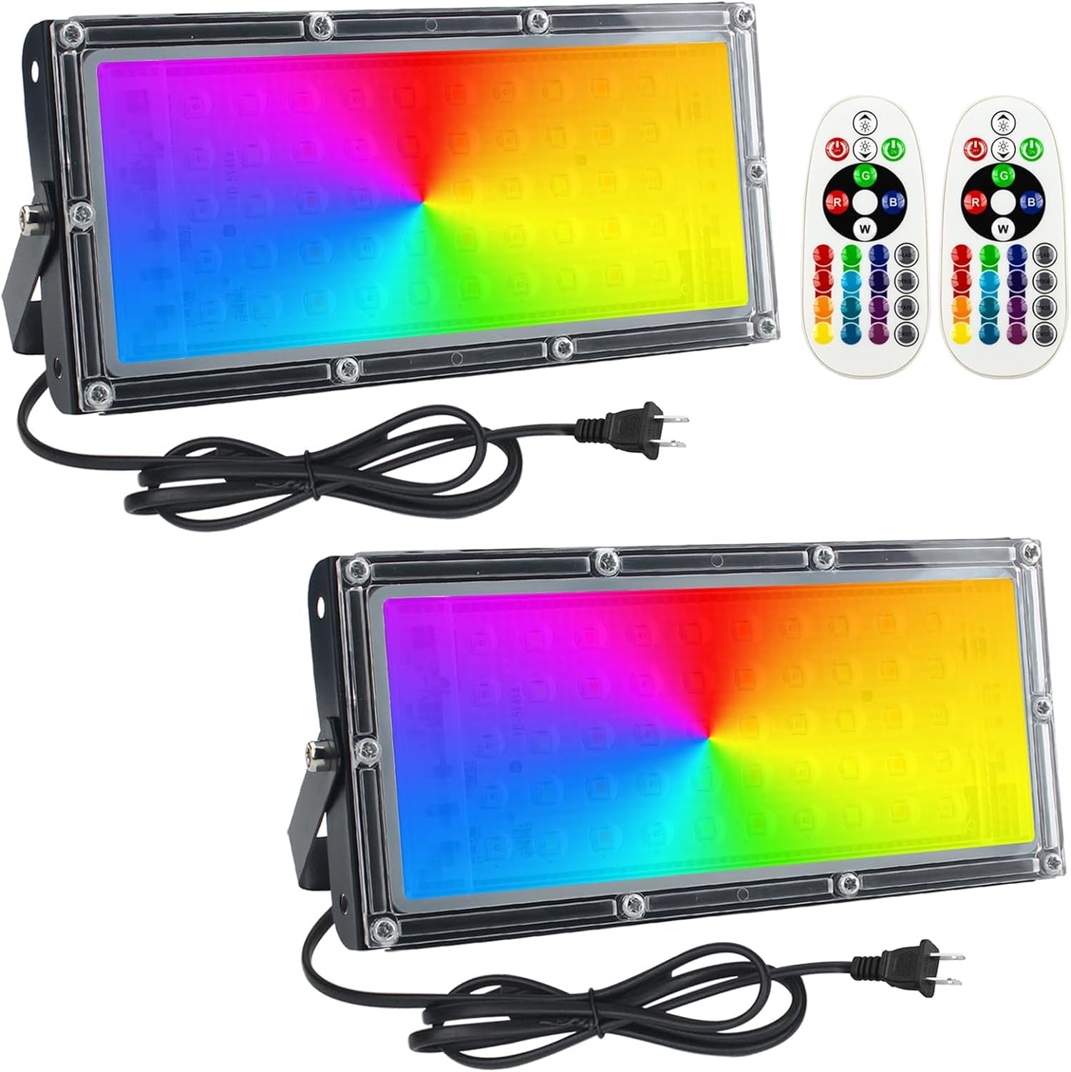 Ouside 2 Pack 50W RGB Flood Light, RGB Color Changing Floodlight, Smart ...