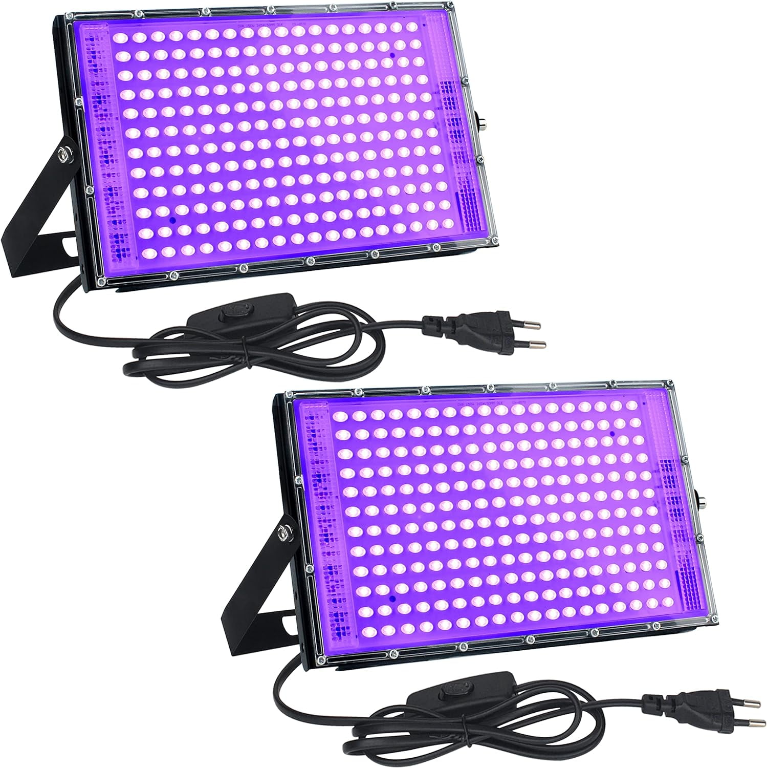2 Set 150W LED Black Light Spotlights, UV Floodlight, IP65 Waterproof, for Bar, Halloween ...