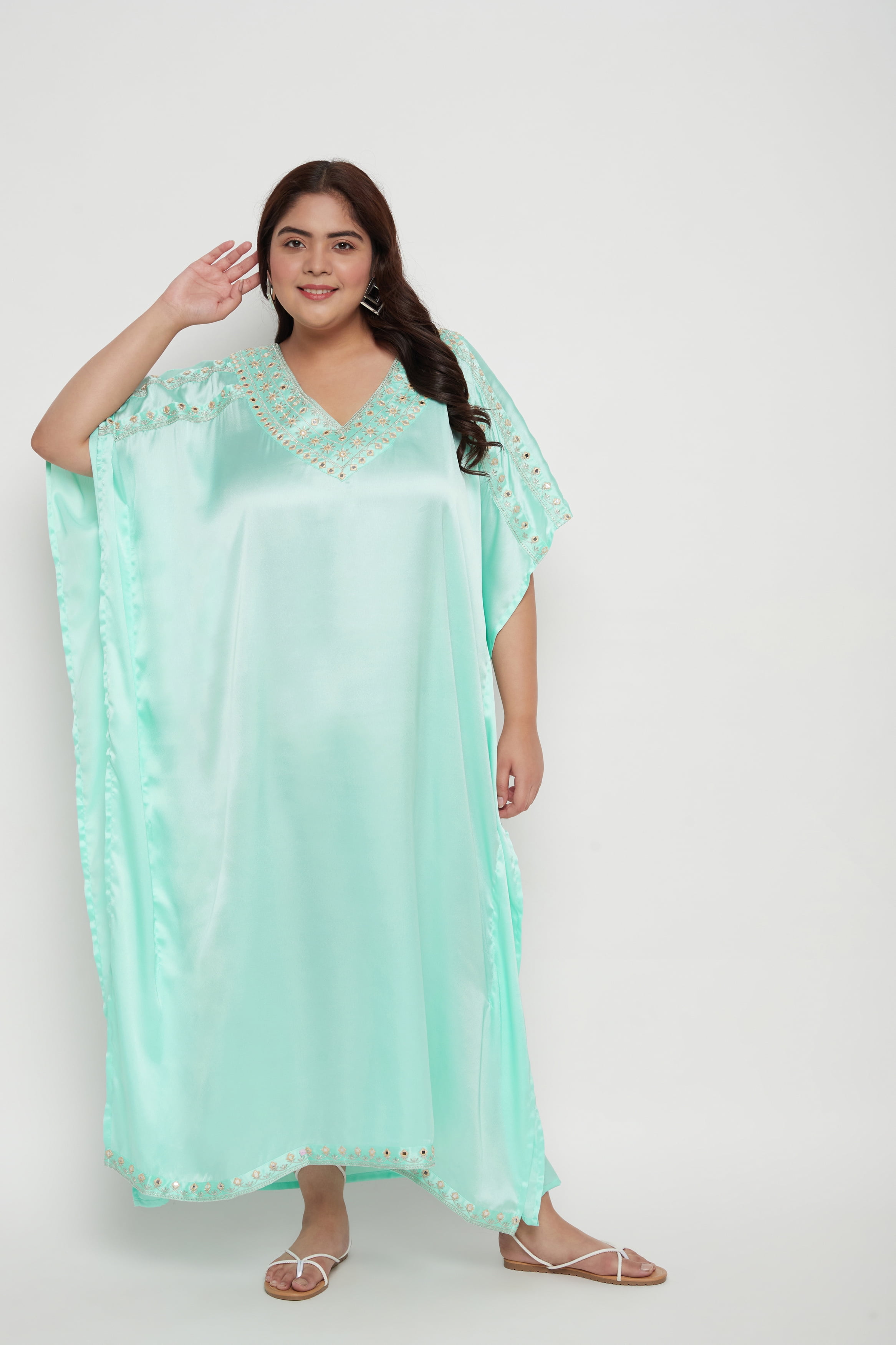 Oussum Plus Size Embroidered Kaftan Dresses for Women Long Solid Caftan Dress - Walmart.com