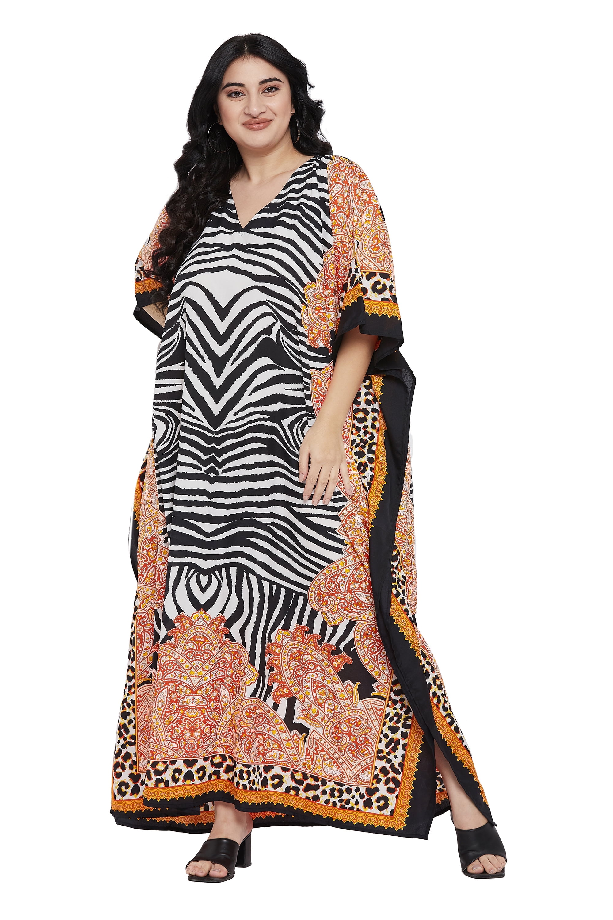 Oussum Women Kaftan Cover Up Polyester Beach Maxi Dress Plus Size Boho ...