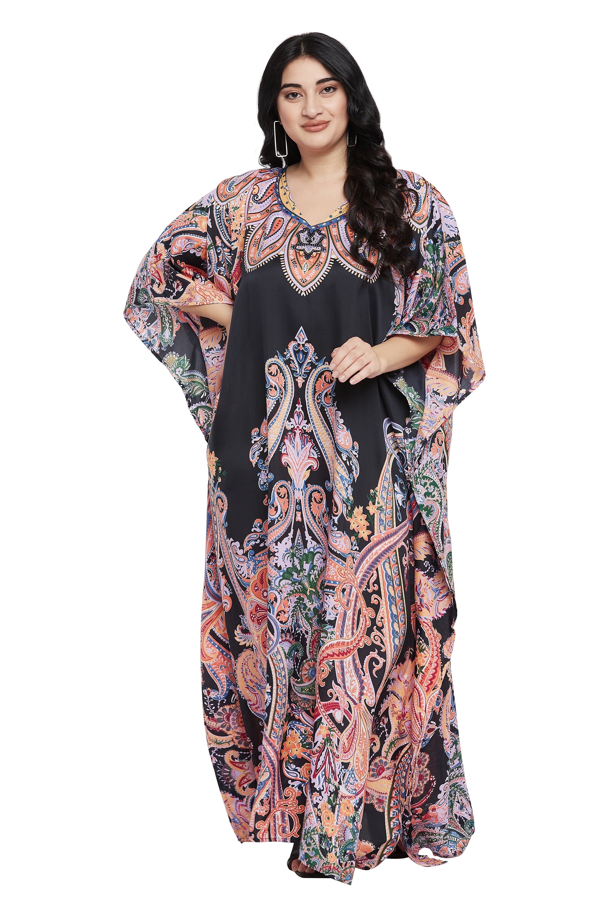Oussum Women's Long Summer Kaftan, Plus Size Polyester Beach Maxi Dress ...