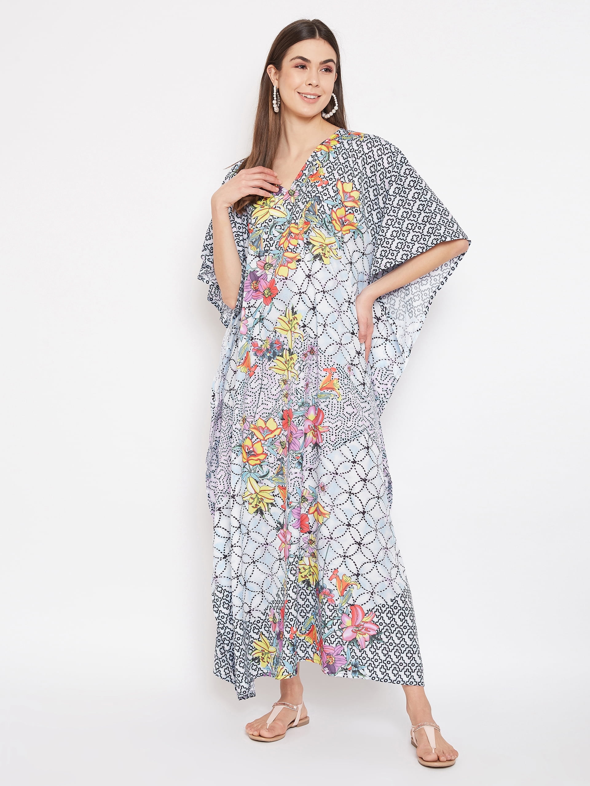 Oussum Women Plus Size Kaftan Dresses for Ladies Kimono Sleeve Caftan ...