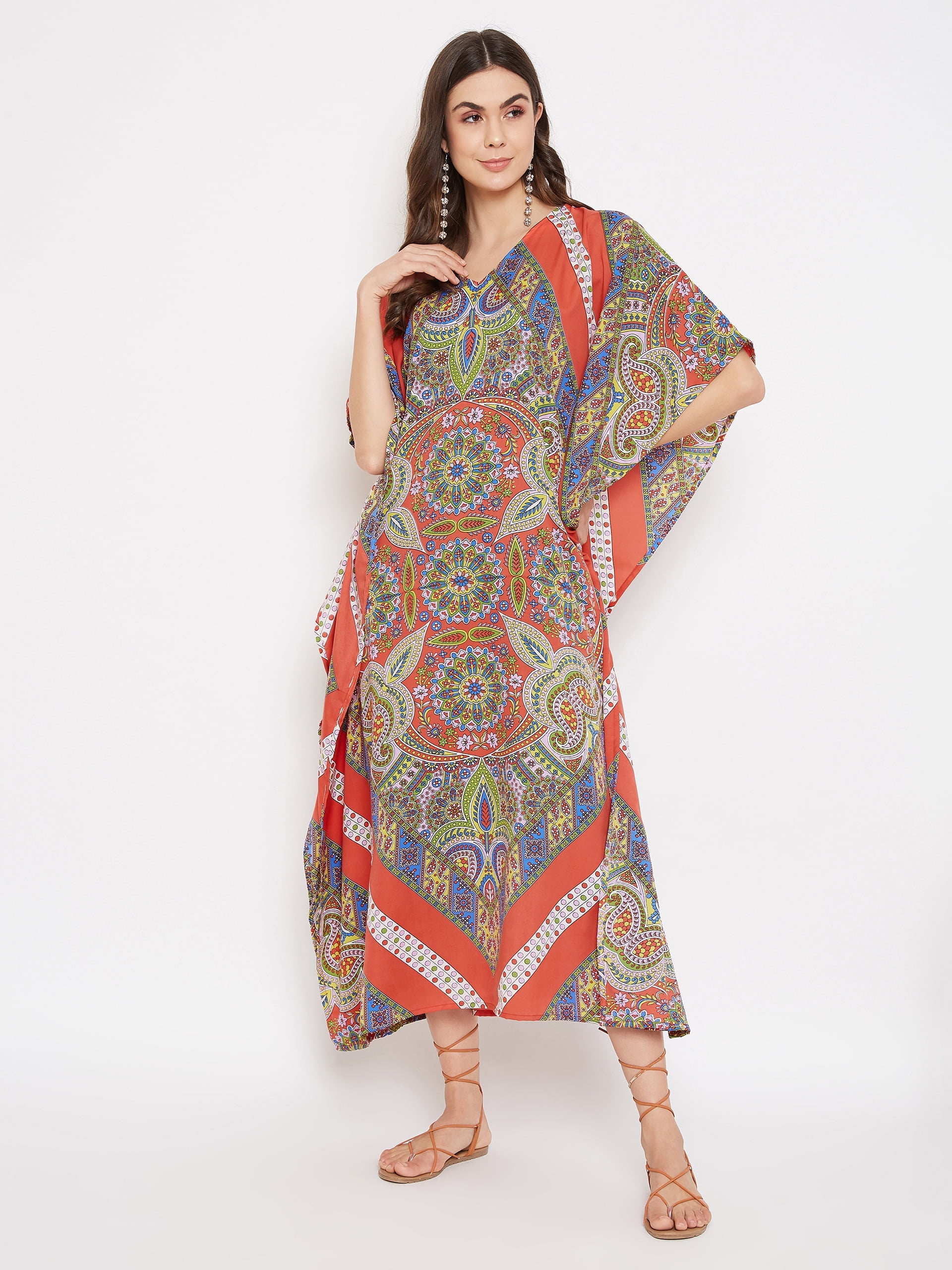 Oussum Women Plus Size Kaftan Dresses for Ladies Kimono Sleeve Caftan ...