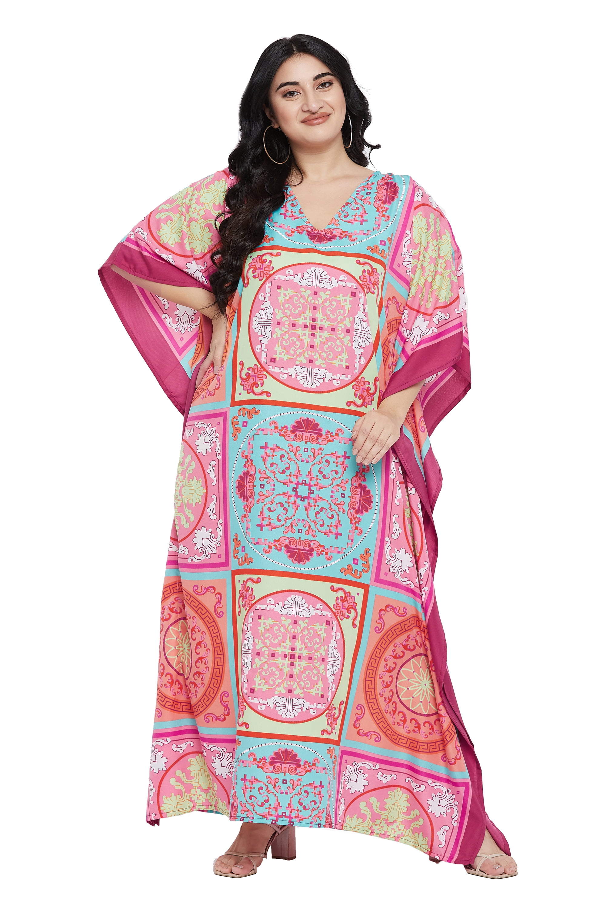 Oussum Women Plus Size Kaftans Dress Maxi Loose Caftan Casual Dresses ...