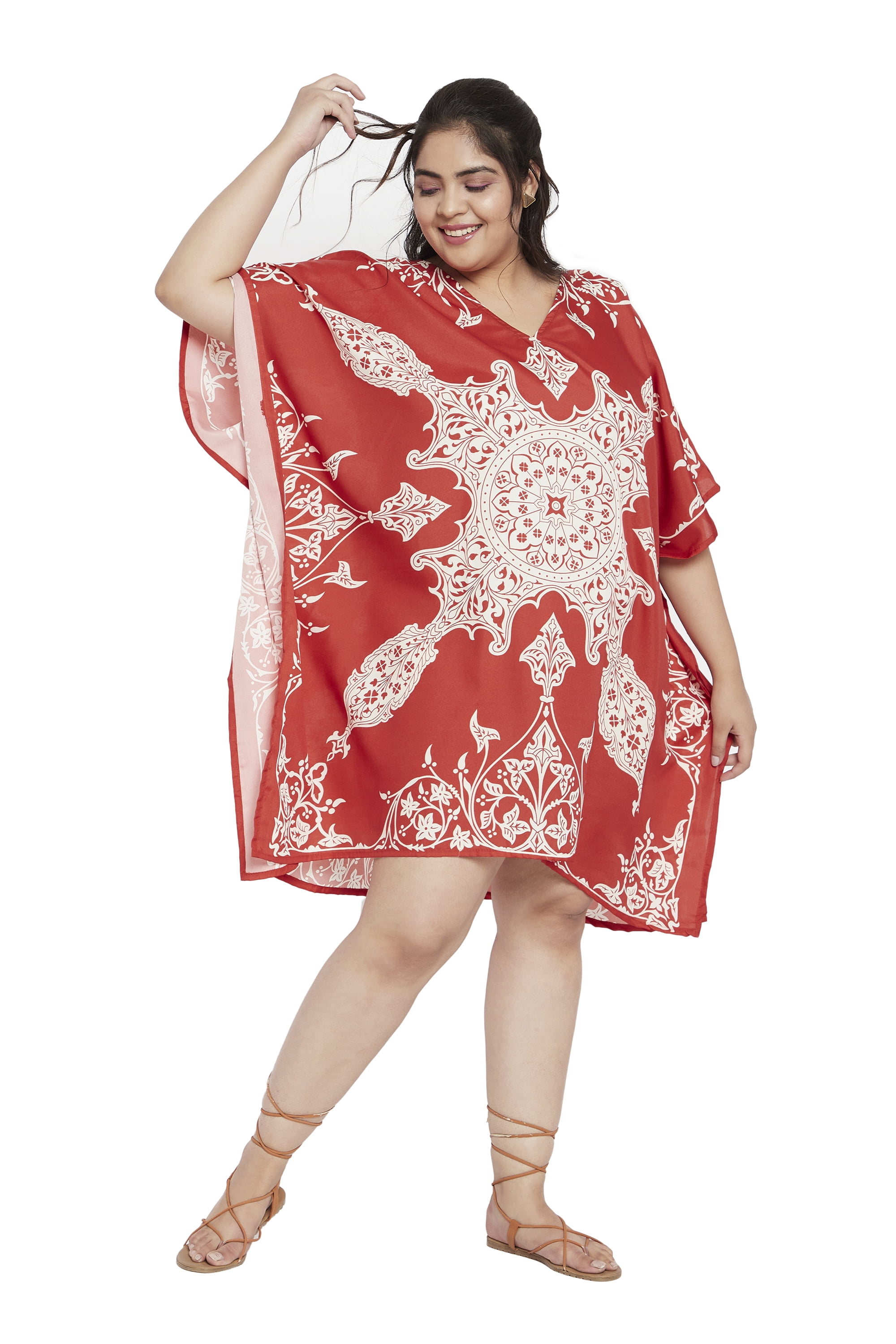 Oussum Women Plus Size Tunic Short Kaftans Dress Ladies Summer Tunics ...