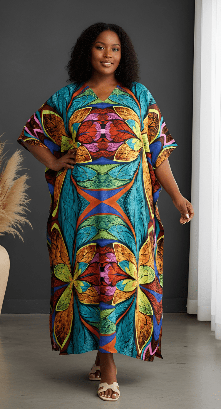 Oussum Women'S Plus Size Caftan Dress Long Maxi Kaftan Loungewear, Size ...