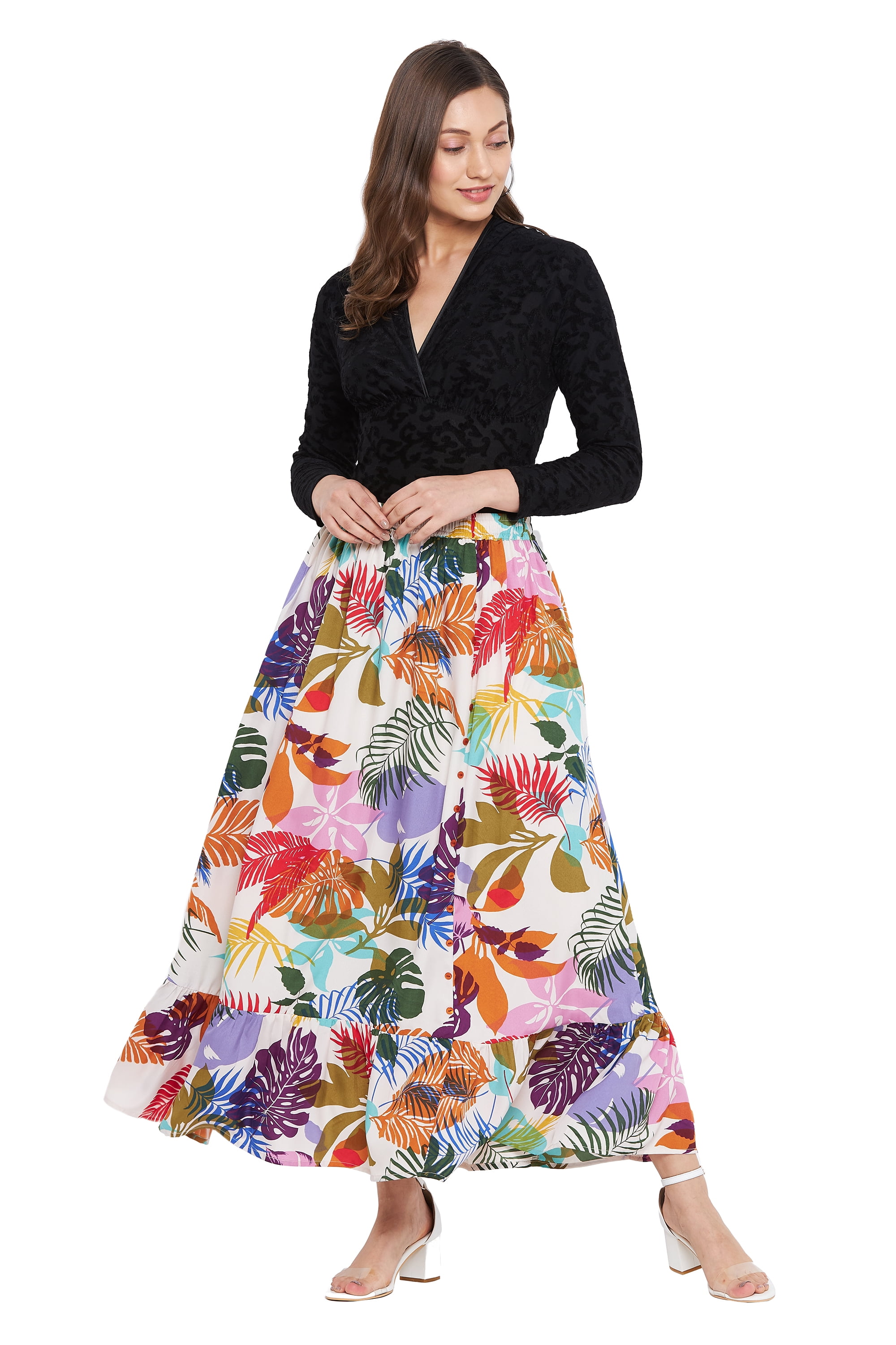 Oussum Women Skirts Long A-Line Midi Skirts with Pockets for Ladies ...