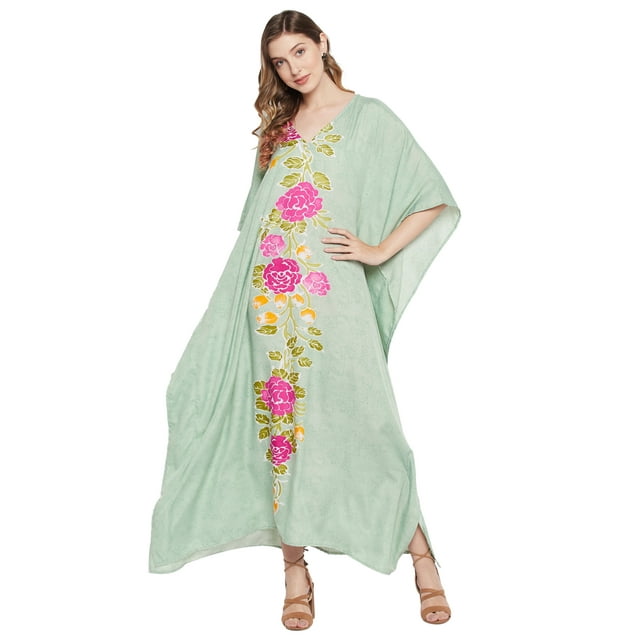 Oussum Women's Plus Size Kaftans Dresses Polyester Printed Long Caftan ...